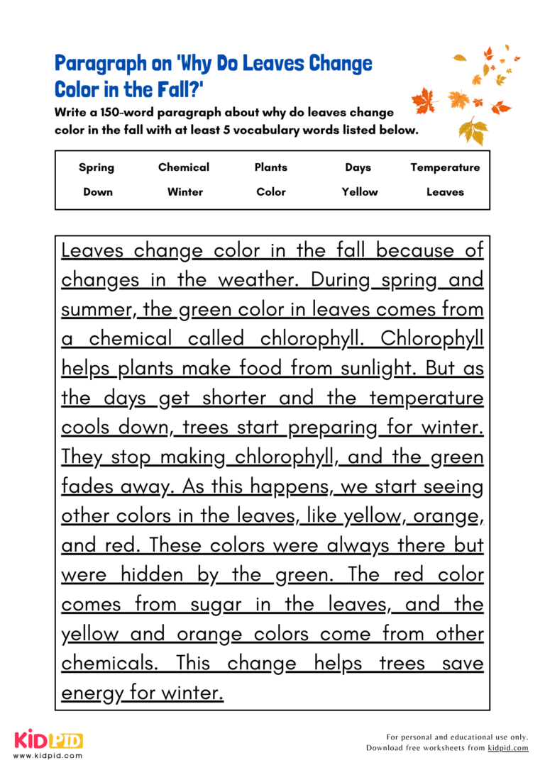 Paragraph on 'Why Do Leaves Change Color in the Fall?' - Kidpid