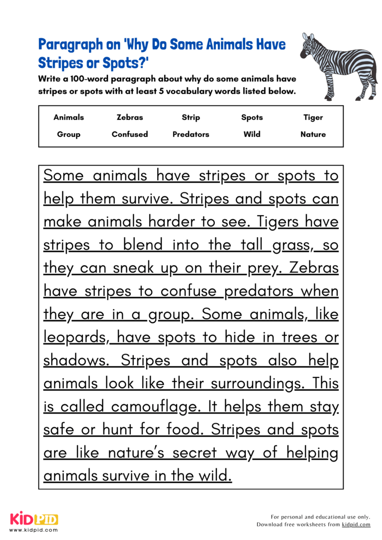 Paragraph on 'Why Do Some Animals Have Stripes or Spots?' - Kidpid
