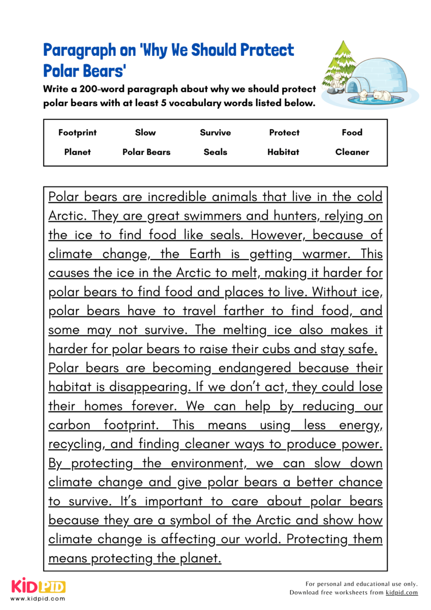 Paragraph on 'Why We Should Protect Polar Bears' - Kidpid