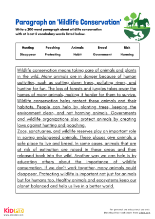 Paragraph on 'Wildlife Conservation' - Kidpid