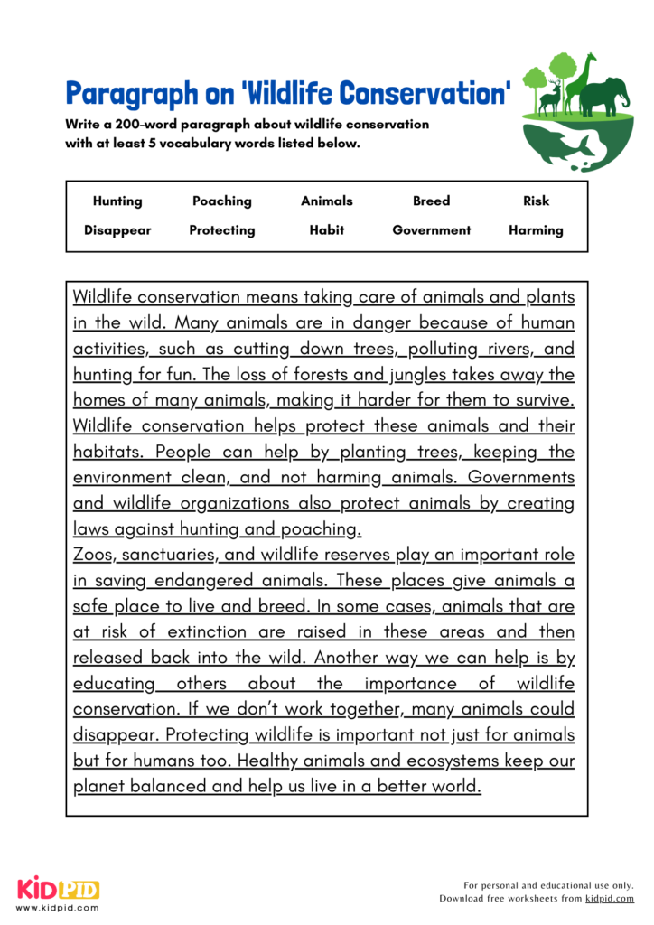 Paragraph on 'Wildlife Conservation' - Kidpid