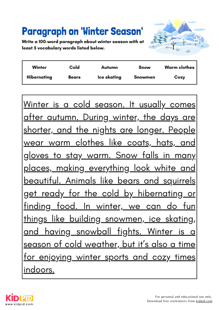Paragraph on 'Winter Season' - Kidpid