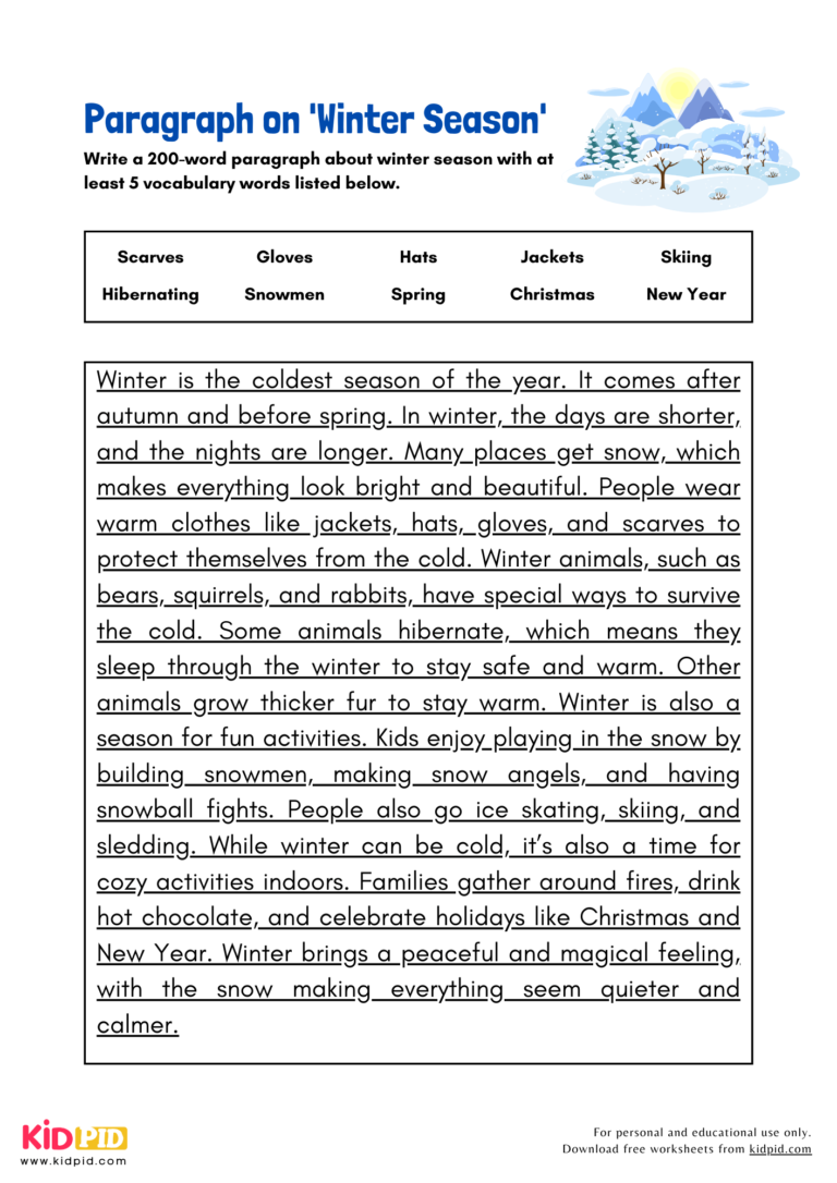 Paragraph on 'Winter Season' - Kidpid