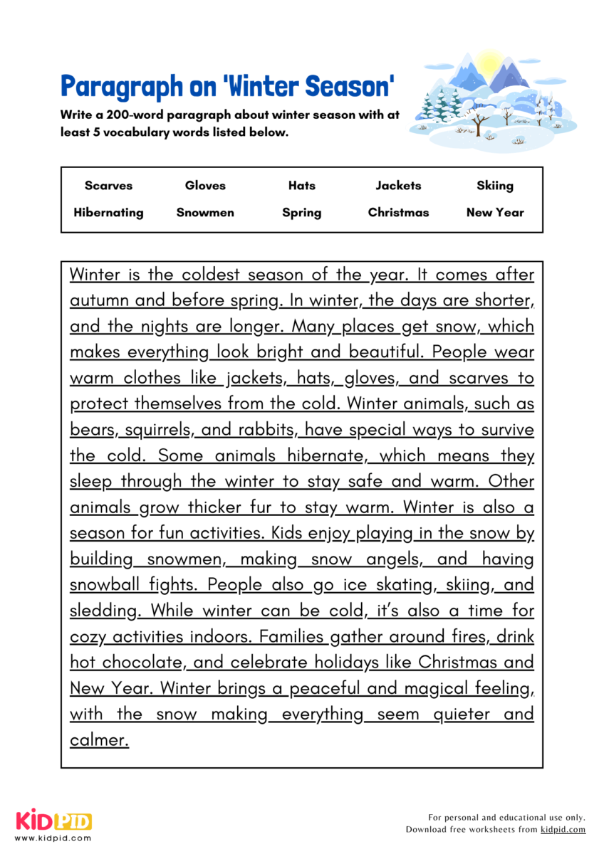 Paragraph on 'Winter Season' - Kidpid