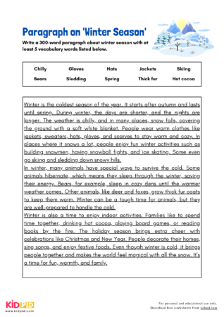 Paragraph on 'Winter Season' - Kidpid