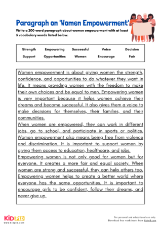 Paragraph on 'Women Empowerment' - Kidpid