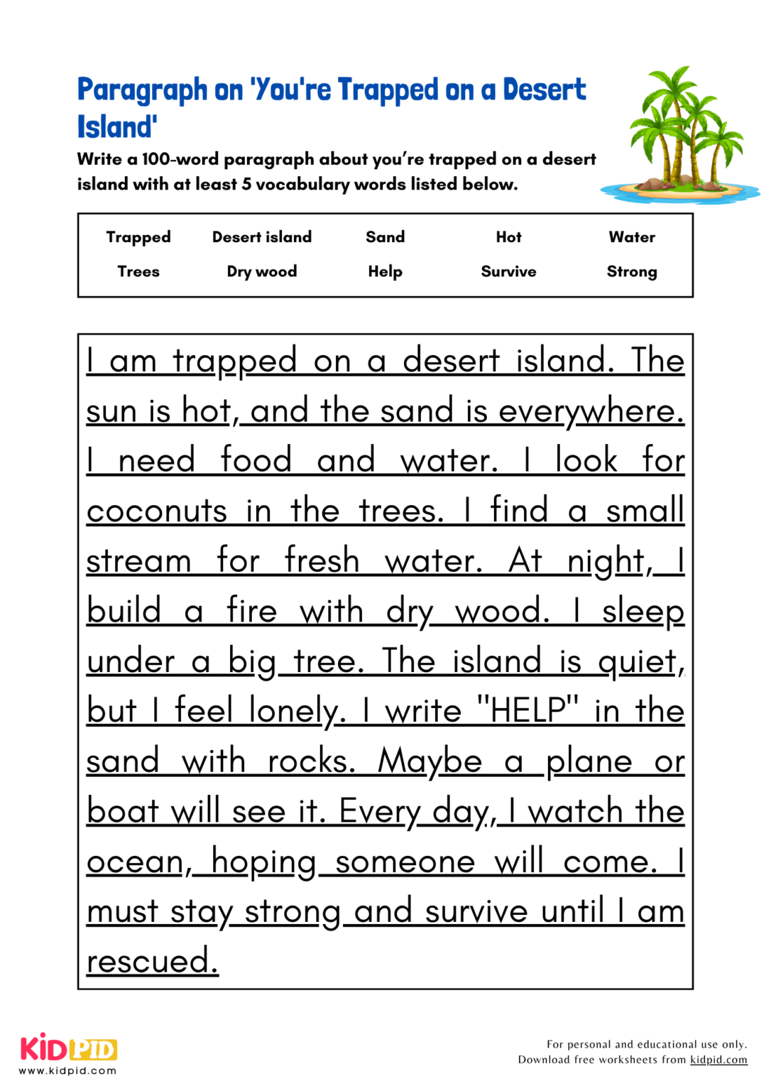 Paragraph on 'You're Trapped on a Desert Island' - Kidpid