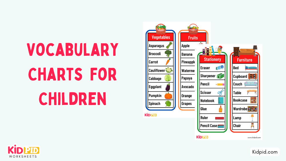 Vocabulary Charts For Children - Free Printable - Kidpid