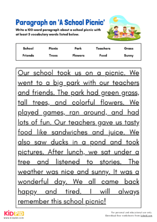 Paragraph on 'A School Picnic' - Kidpid