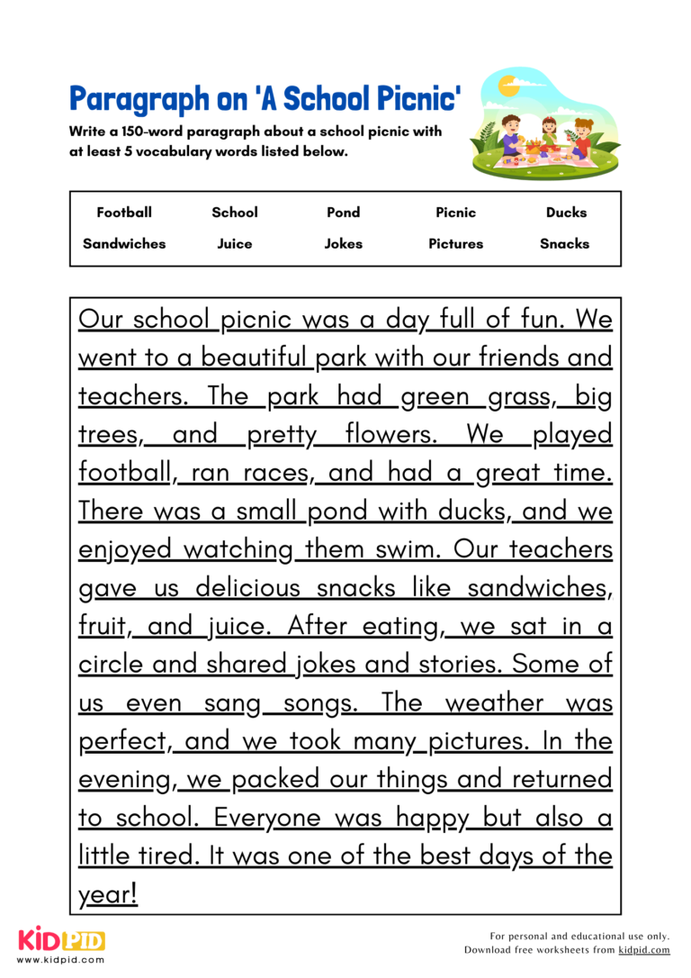 Paragraph on 'A School Picnic' - Kidpid