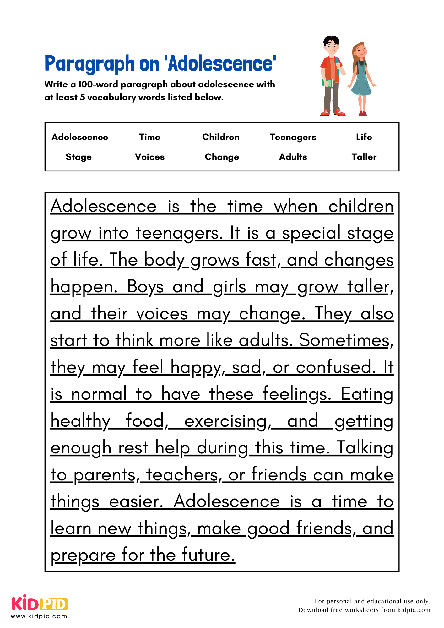 Paragraph on 'Adolescence' - Kidpid