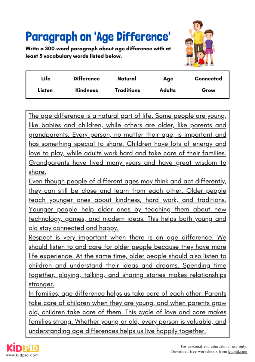 Paragraph on 'Age Difference' - Kidpid