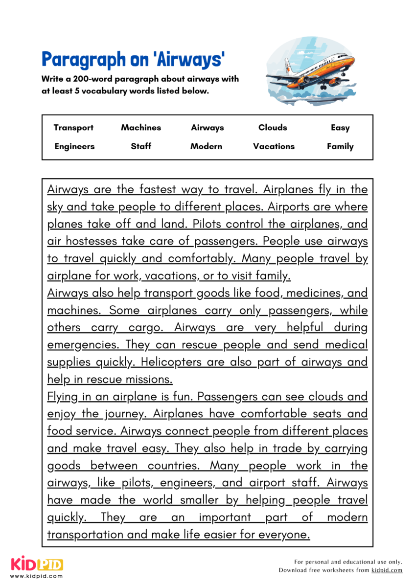Paragraph on 'Airways' - Kidpid