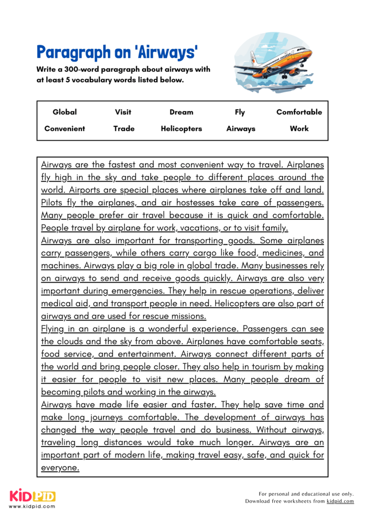 Paragraph on 'Airways' - Kidpid