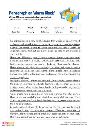 Paragraph on 'Alarm Clock' - Kidpid
