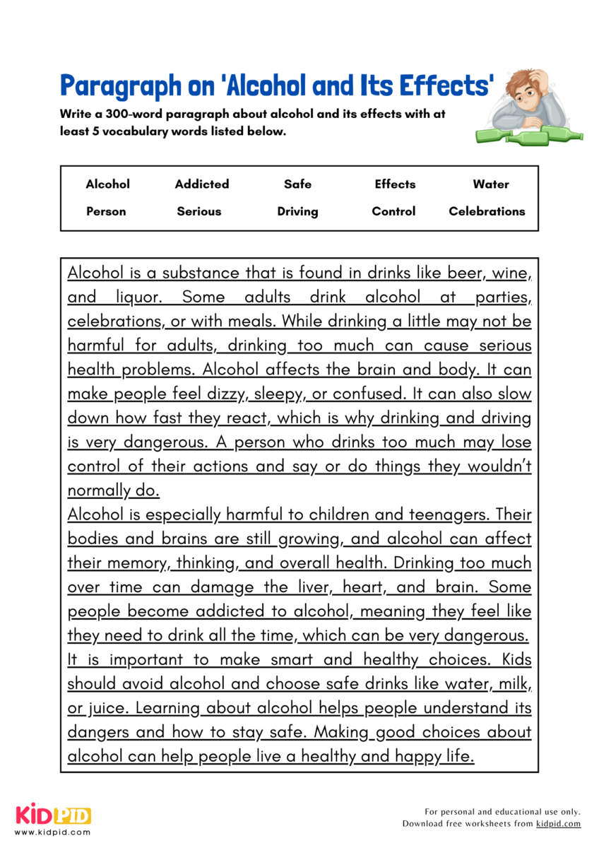 Paragraph on 'Alcohol and Its Effects' - Kidpid