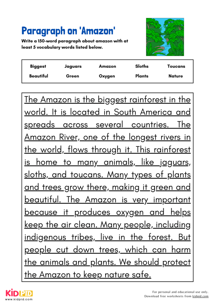 Paragraph on 'Amazon' - Kidpid