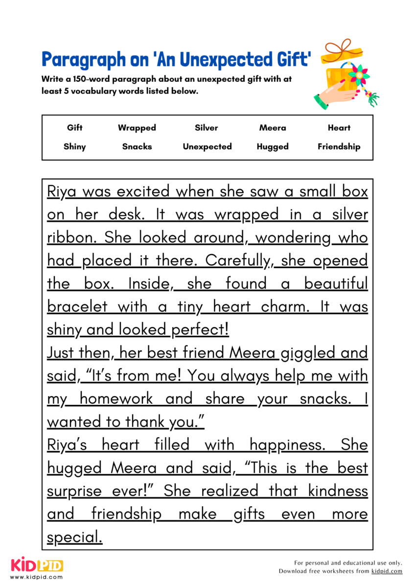 Paragraph on 'An Unexpected Gift' - Kidpid
