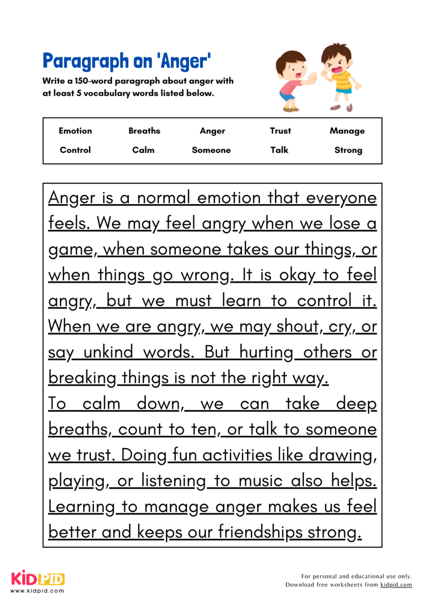 Paragraph on 'Anger' - Kidpid