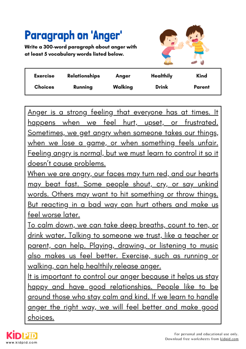 Paragraph on 'Anger' - Kidpid