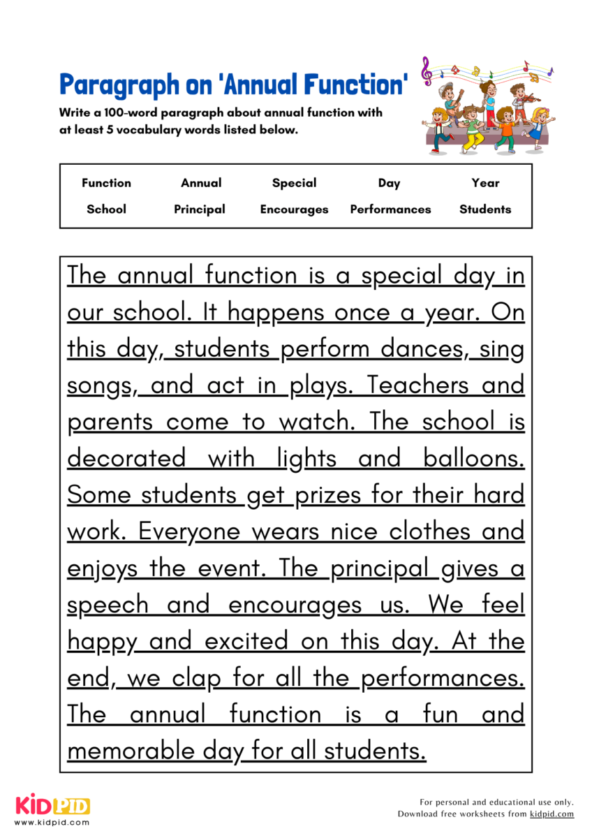 Paragraph on 'Annual Function' - Kidpid