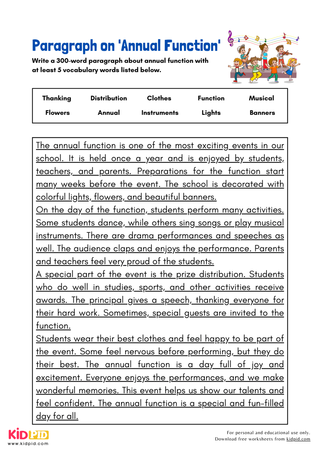 Paragraph on 'Annual Function' - Kidpid
