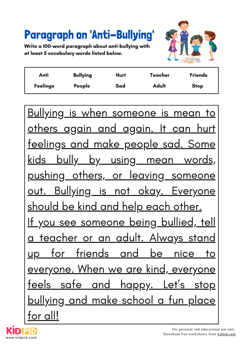 Paragraph on 'Anti-Bullying' - Kidpid