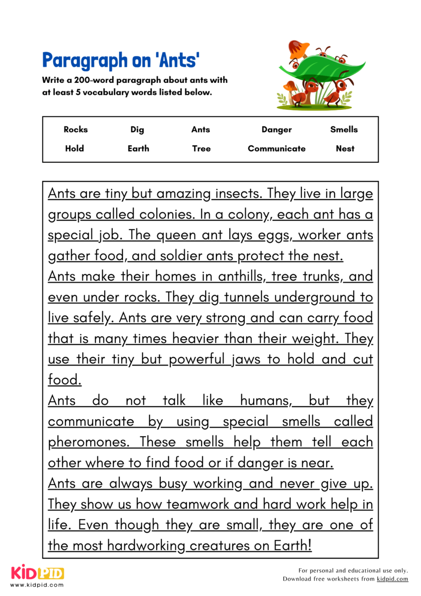 Paragraph on 'Ants' - Kidpid