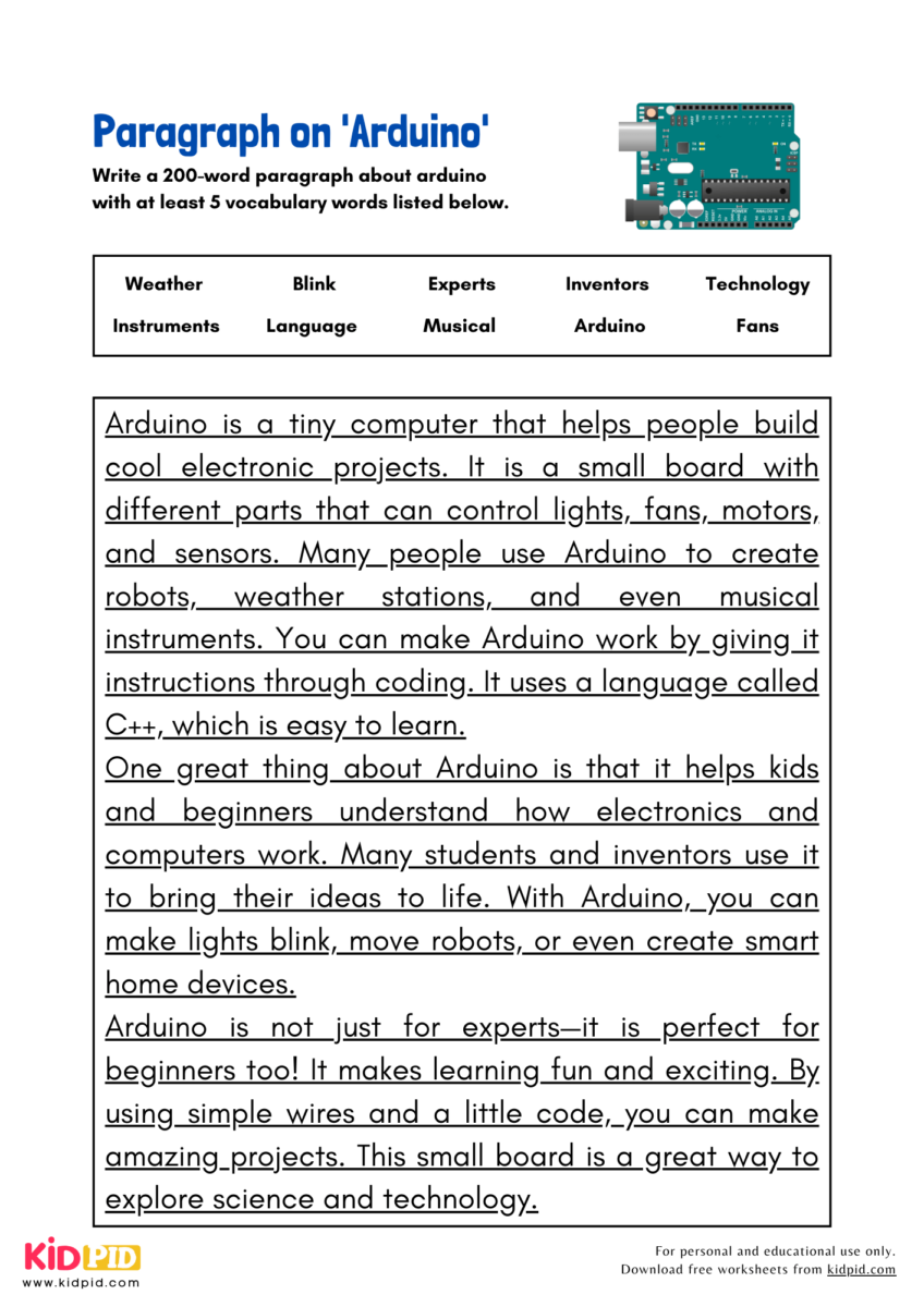 Paragraph on 'Arduino' - Kidpid