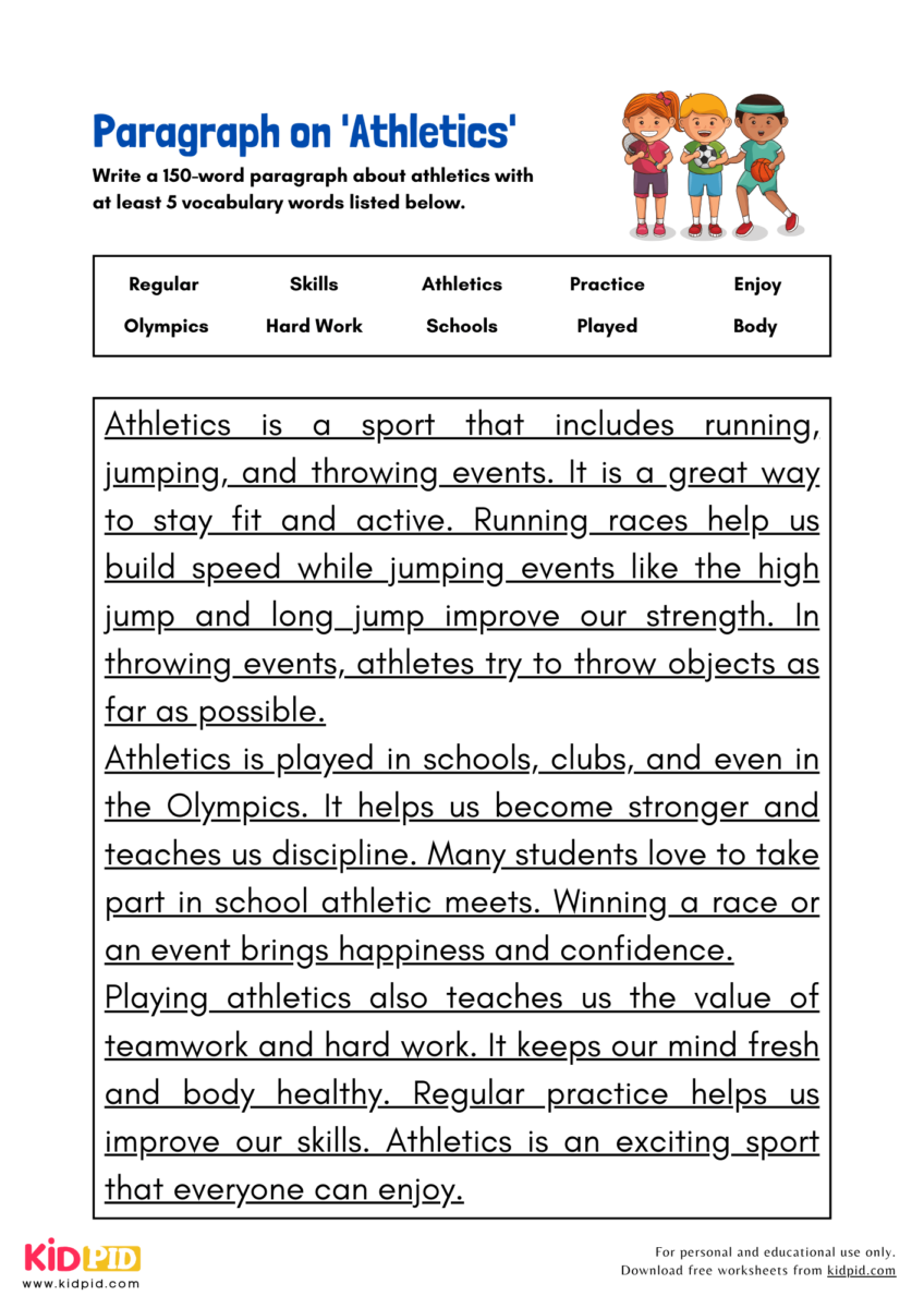 Paragraph on 'Athletics' - Kidpid