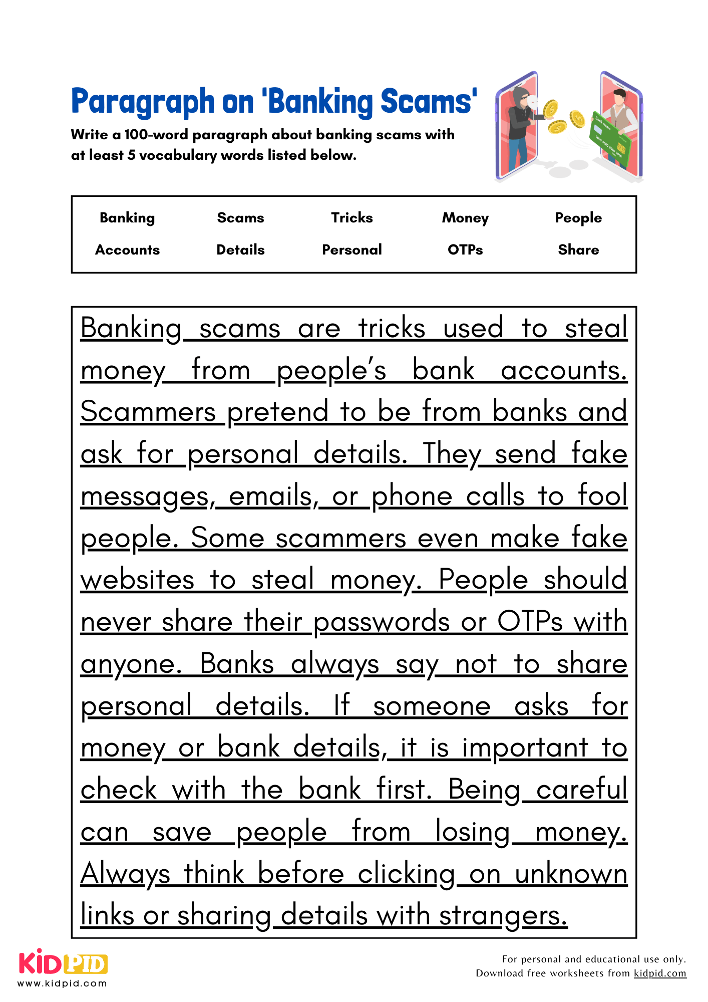 Paragraph on 'Banking Scams' - Kidpid