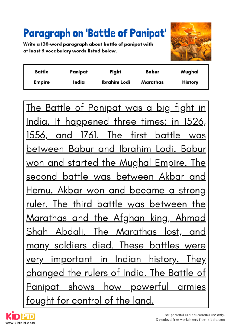 Paragraph on 'Battle of Panipat' - Kidpid