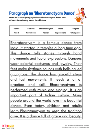 Paragraph on 'Bharatanatyam Dance' - Kidpid