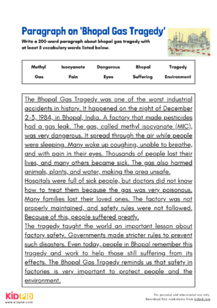 Paragraph on 'Bhopal Gas Tragedy' - Kidpid