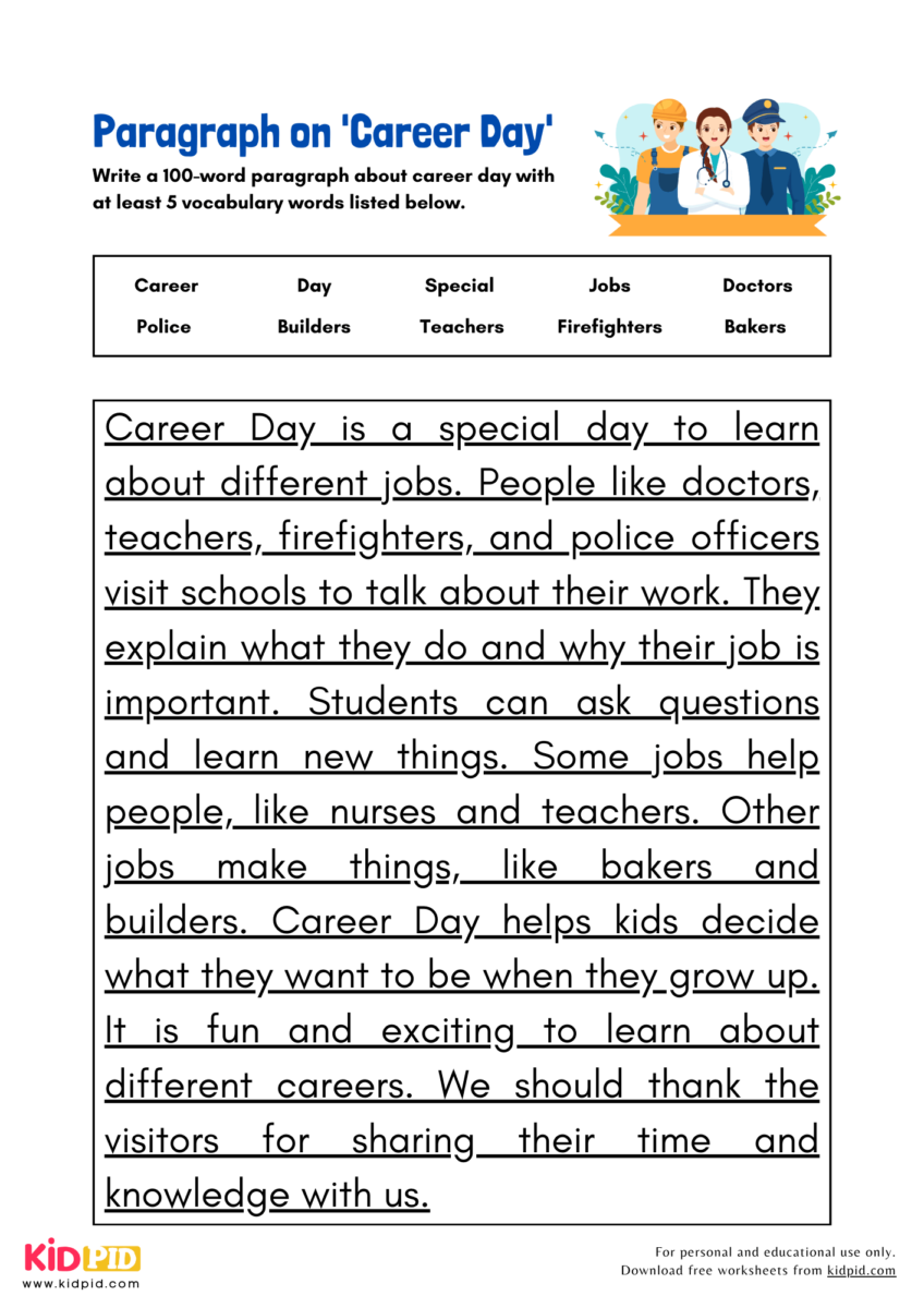 Paragraph on 'Career Day' - Kidpid