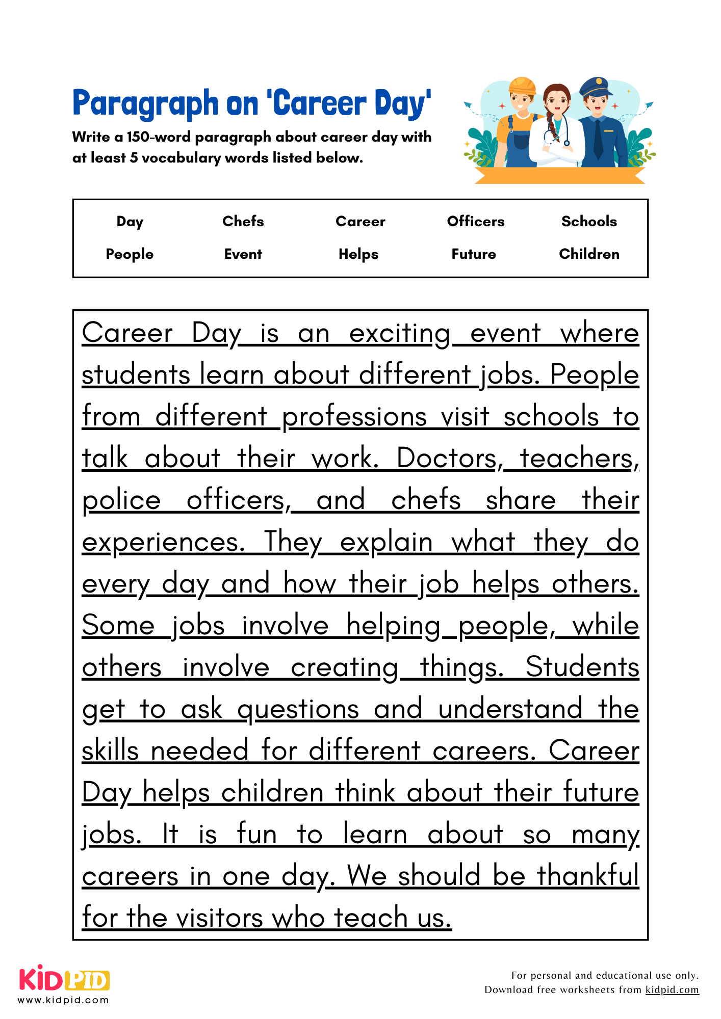 Paragraph on 'Career Day' - Kidpid