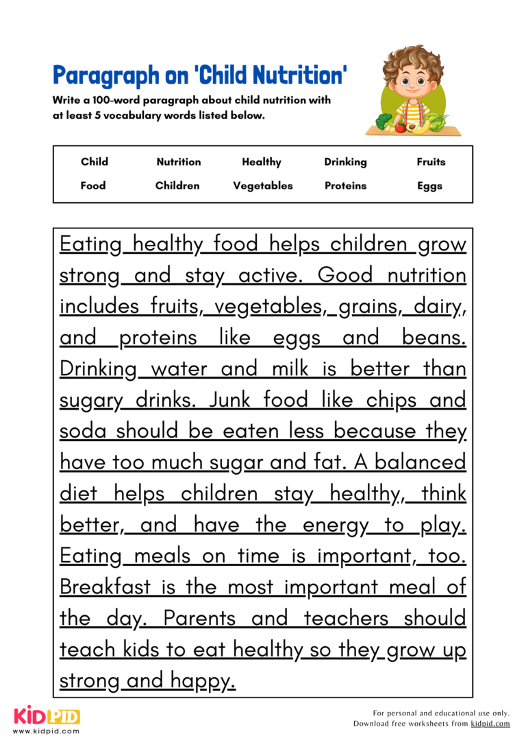 Paragraph on 'Child Nutrition' - Kidpid
