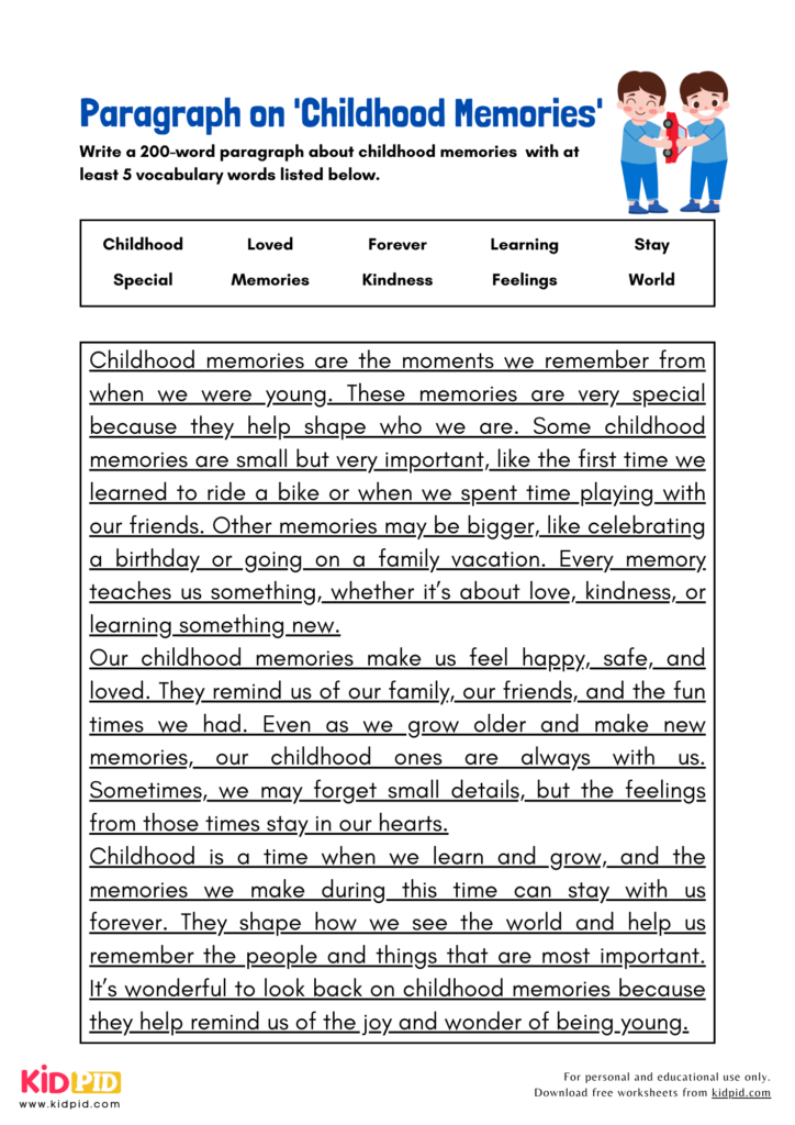 Paragraph on 'Childhood Memories' - Kidpid