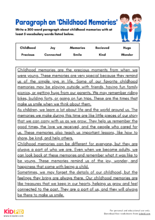 Paragraph on 'Childhood Memories' - Kidpid