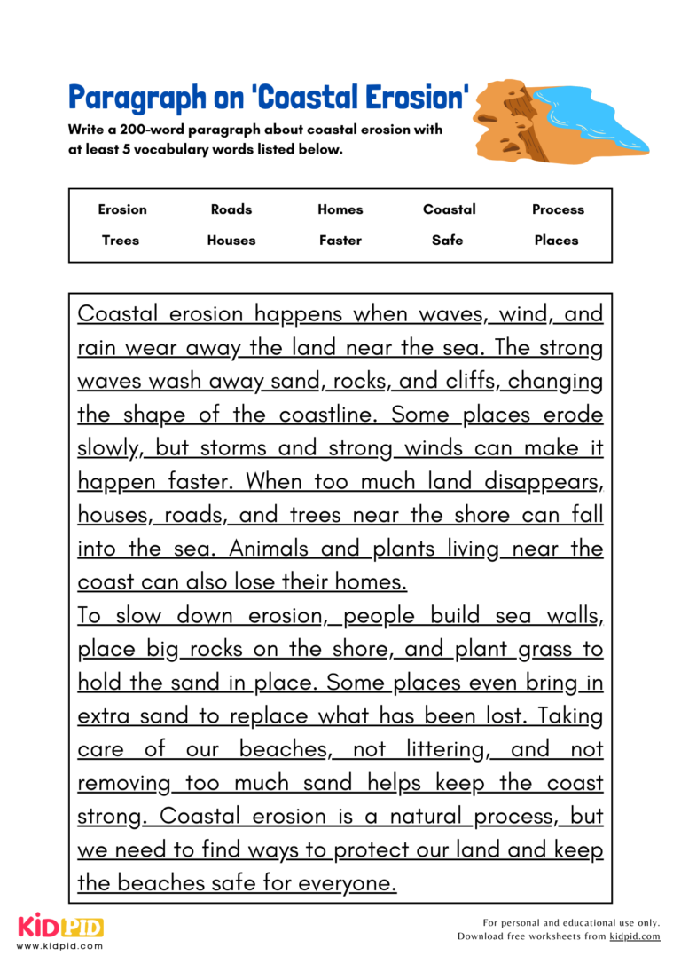 Paragraph on 'Coastal Erosion' - Kidpid