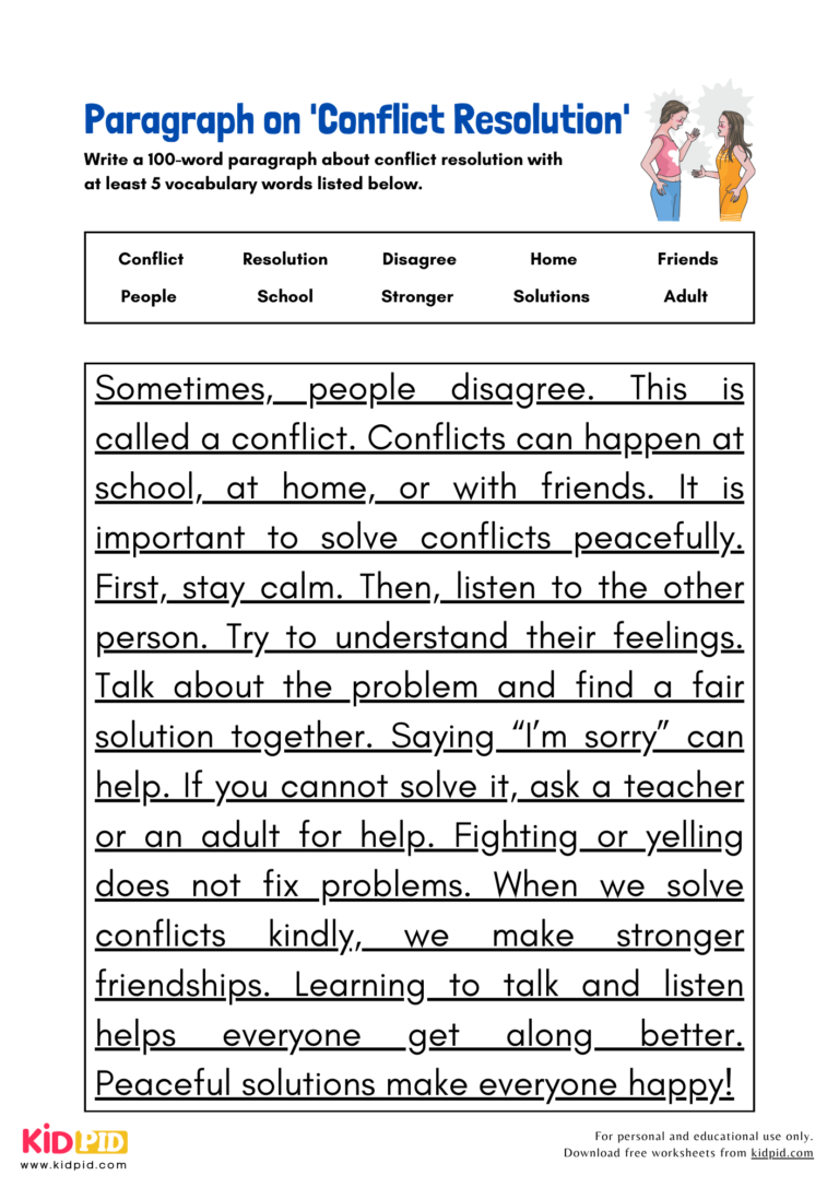 Paragraph on 'Conflict Resolution' - Kidpid