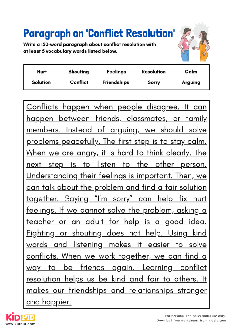 Paragraph on 'Conflict Resolution' - Kidpid
