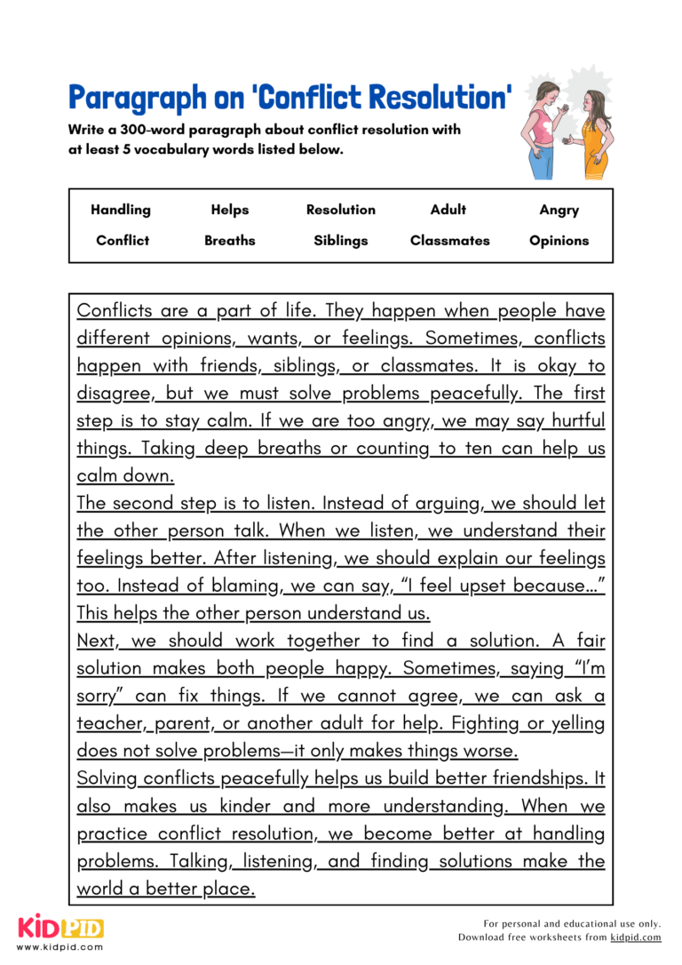 Paragraph on 'Conflict Resolution' - Kidpid