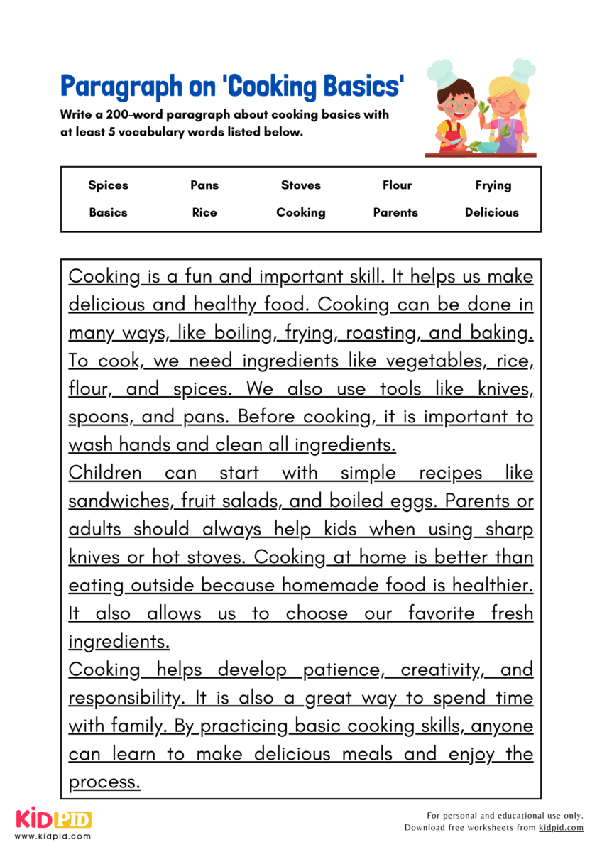 Paragraph on 'Cooking Basics' - Kidpid