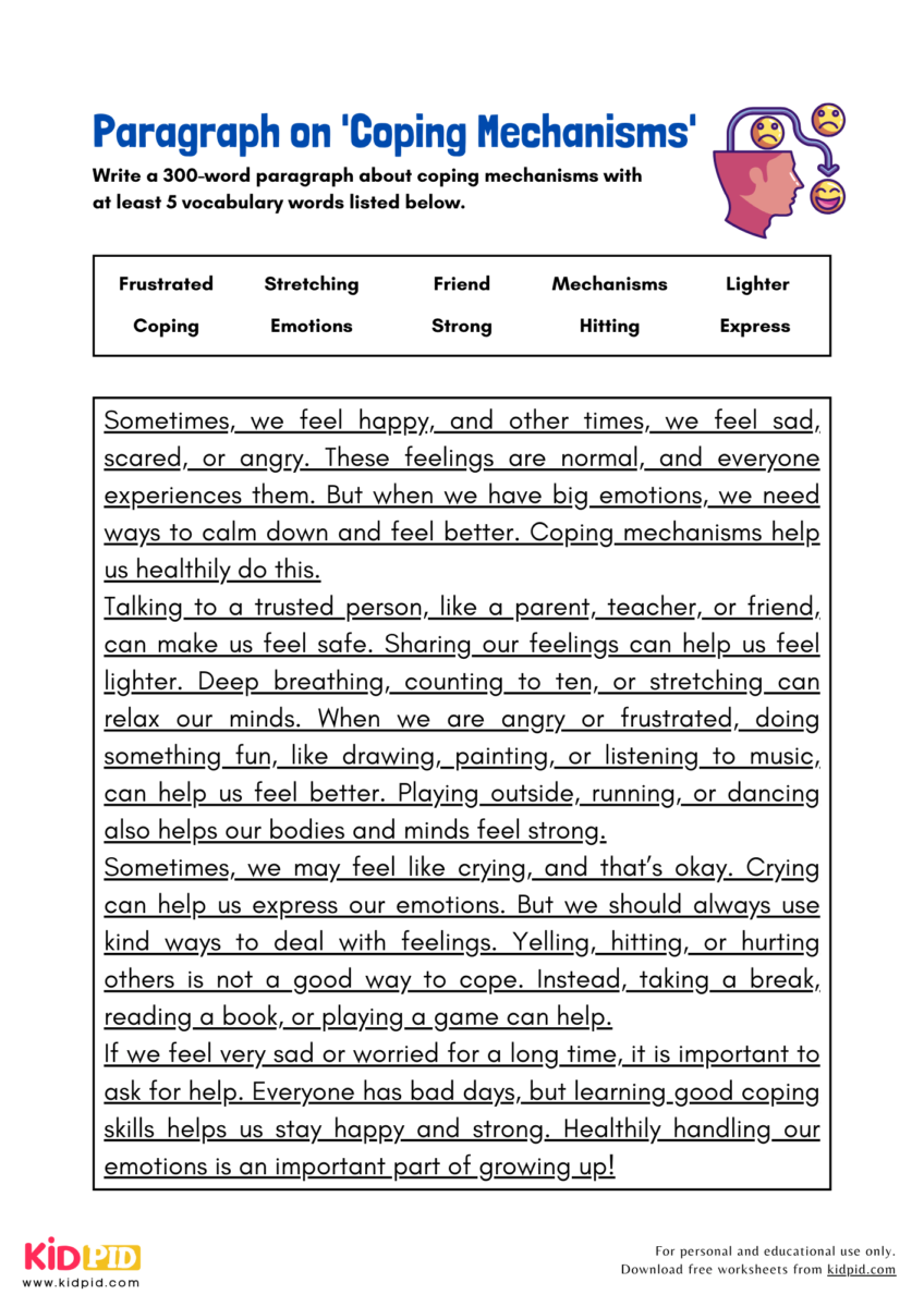 Paragraph on 'Coping Mechanisms' - Kidpid