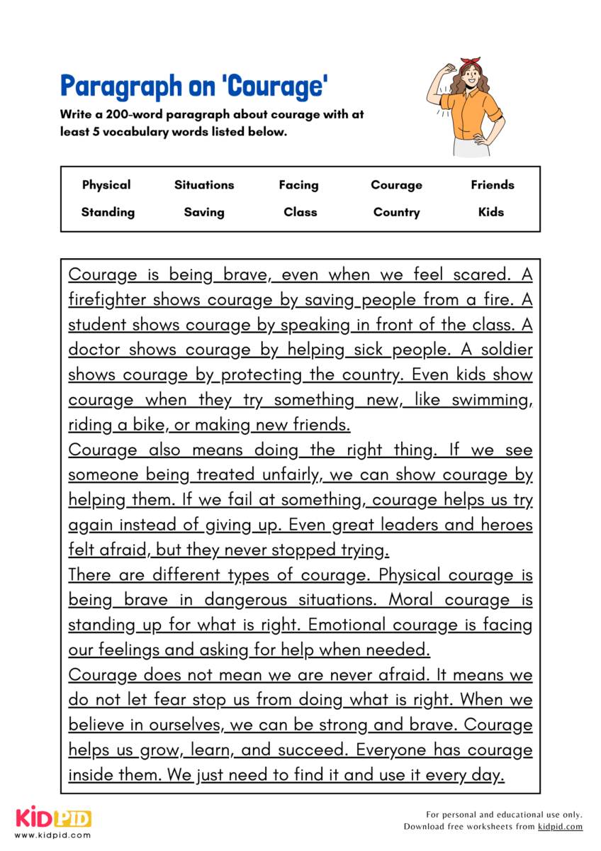 Paragraph on 'Courage' - Kidpid