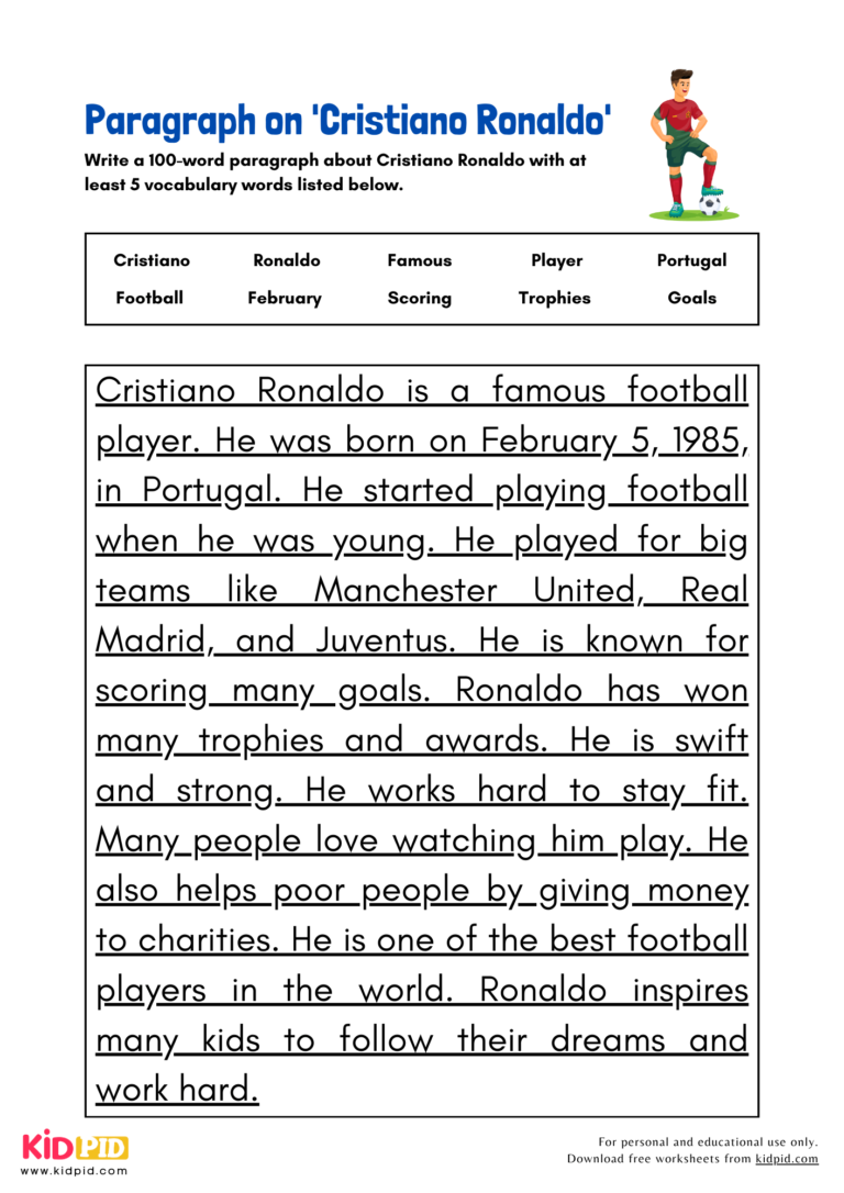 Paragraph on 'Cristiano Ronaldo' - Kidpid