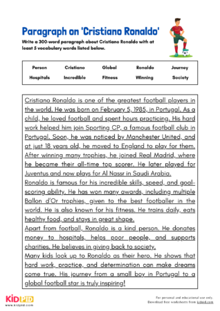 Paragraph on 'Cristiano Ronaldo' - Kidpid