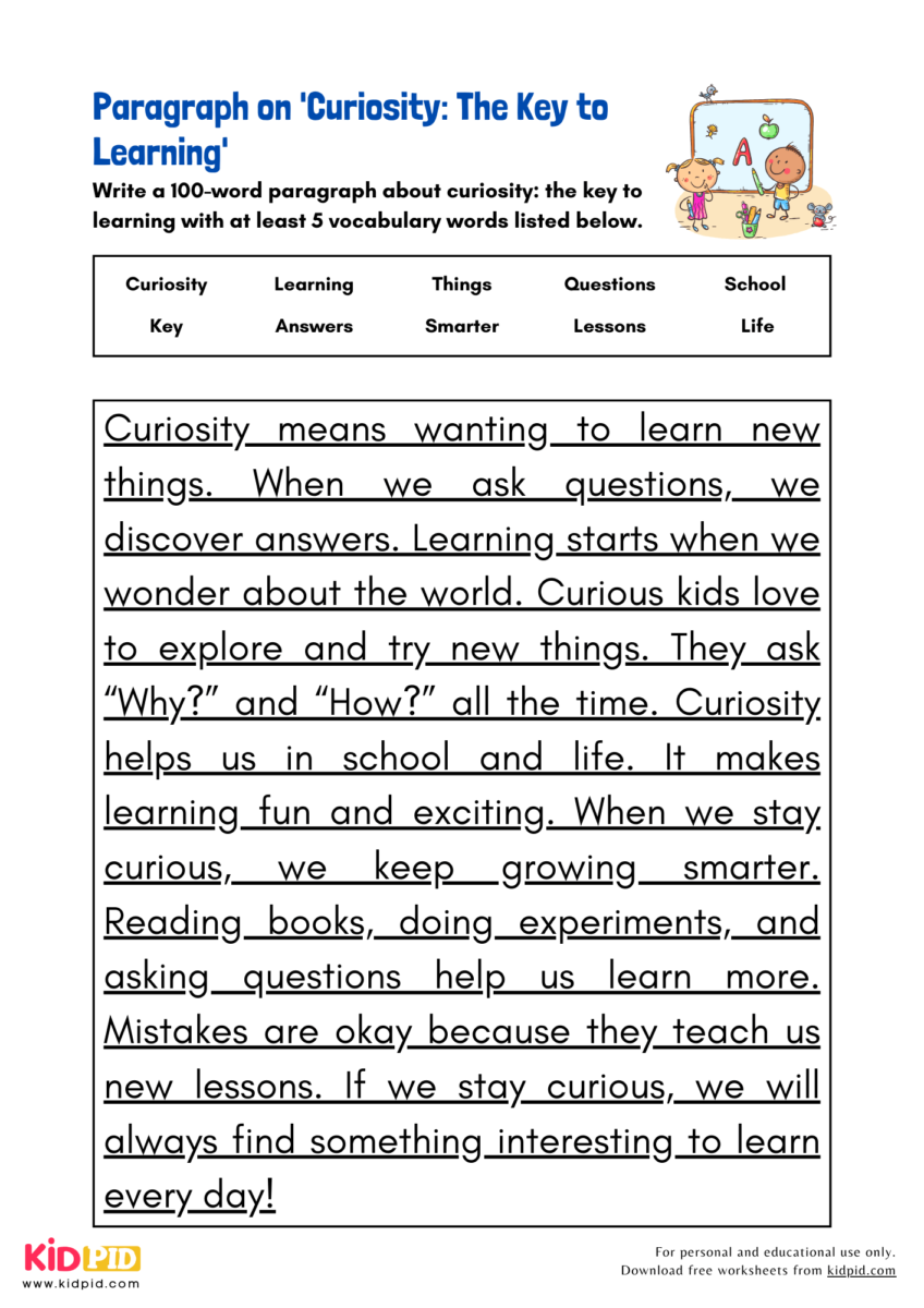 Paragraph on 'Curiosity: The Key to Learning' - Kidpid