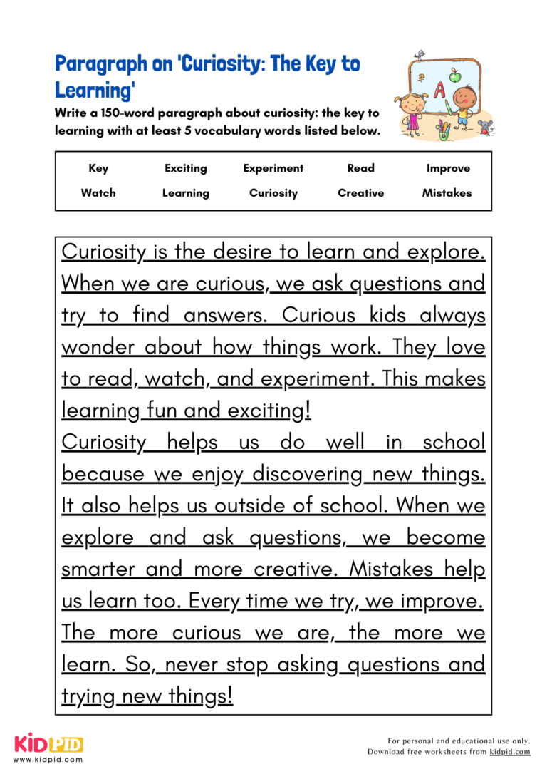 Paragraph on 'Curiosity: The Key to Learning' - Kidpid